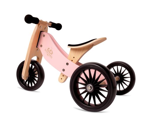 Bici senza pedali da bambino Kinderfeets 2-in-1 balance bike & triciclo Tiny Tot Plus - Bamboo Rose